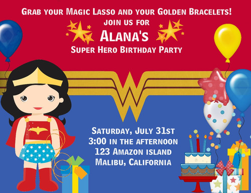 Woman Wonder Birthday Party Invitation (sold in sets of 10) | Cheryl's ...