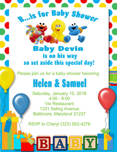 Sesame Street Name Baby Shower Invitation | Cheryl's Invitations