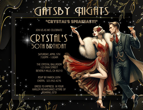 Gatsby Nights Speakeasy Party Invitation (sold in sets of 10) | Cheryl ...