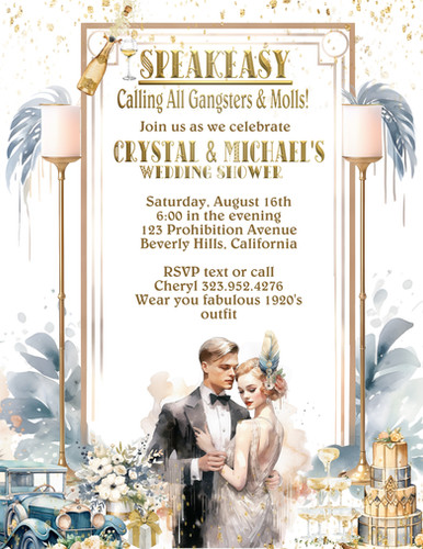 Gatsby Speakeasy Couple Event Invitation (sold in sets of 10) | Cheryl ...