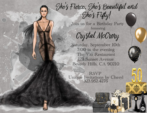 Fierce and Beautiful Birthday Party Invitation (sold in sets of 10 ...