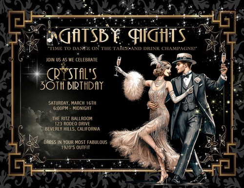 Gatsby Birthday Dancers Party Invitation (sold in sets of 10) | Cheryl ...