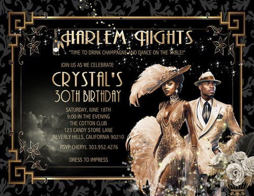 #2 Harlem Nights Roaring 20's Birthday Invitation (sold in sets of 10 ...