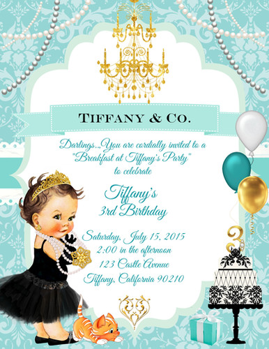 Breakfast at Tiffany Girl's Birthday Invitation (sold in sets of 10 ...
