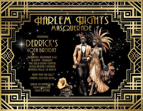 Harlem Nights Masquerade II Party Invitation (sold in sets of 10 ...
