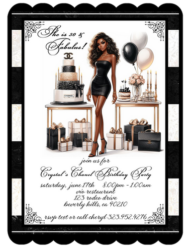 Black & White Chanel Party Invitation (sold in sets of 10) | Cheryl's ...