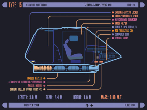 Type 15 Shuttlepod LCARS display base | Cozmicscalemodels