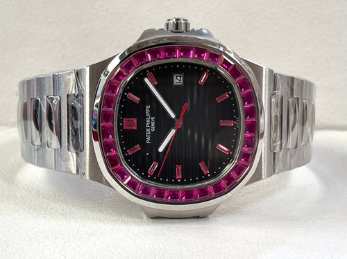 Pp Nautilus Platinum Ruby Bezel | AresWatchMexico