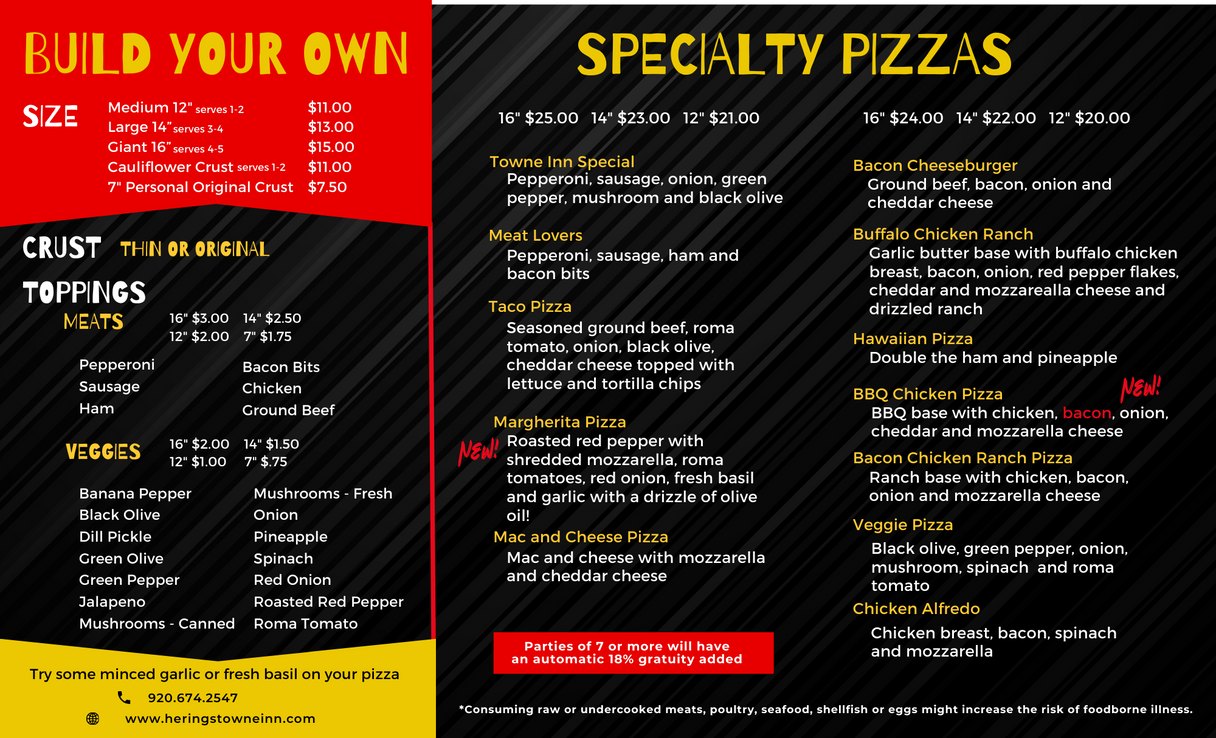 Hering's Towne Inn | Jefferson | Menu