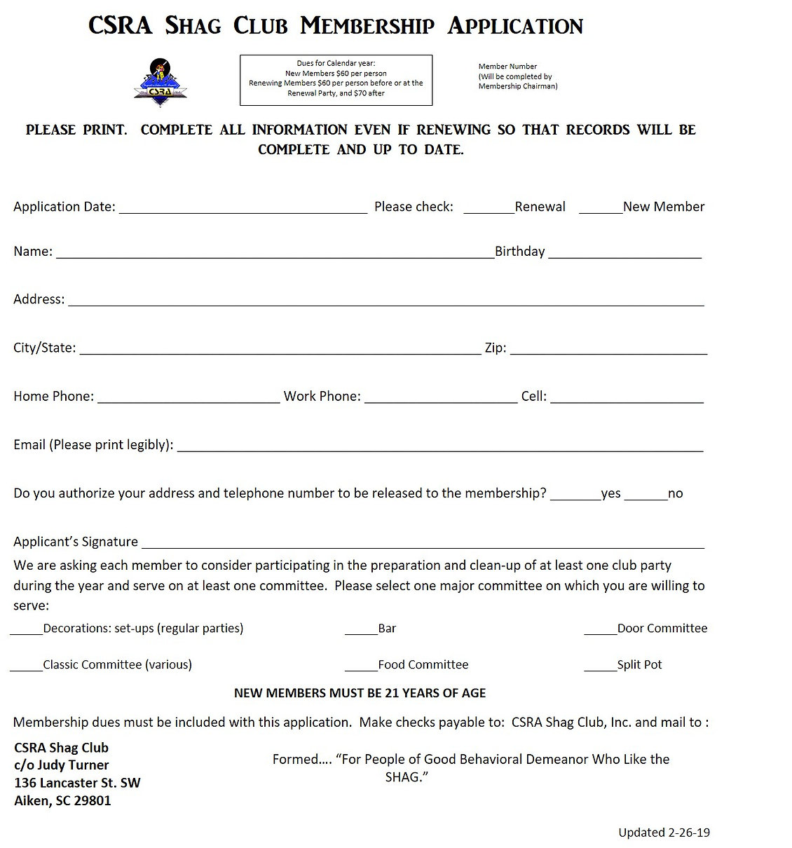 MEMBERSHIP FORM Csrashagclub membership-form-csrashagclub