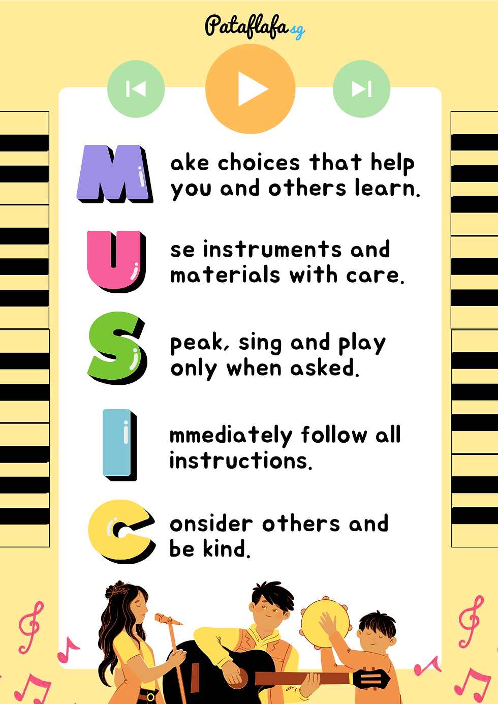 Music Room Rules Poster | Pataflafa