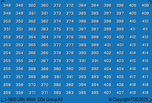 1-1800 USN WWII Destroyer Hull Numbers set #2 | flightdeckdecals2400