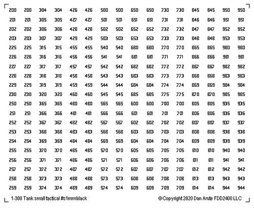 6mm Modern tactical numbers for IFV & tanks small black ...