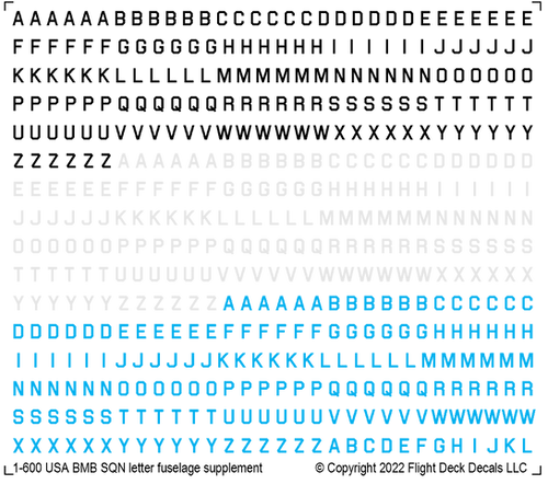 1-600 USA Heavy Bomber SQN fuselage letters | flightdeckdecals2400