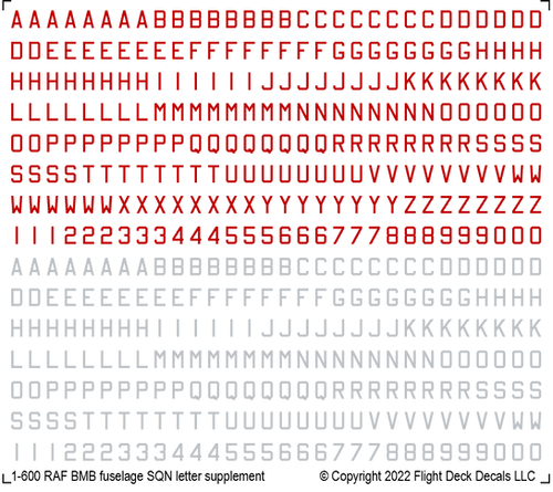 1-600 RAF WWII SQN letters for heavy bombers | flightdeckdecals2400