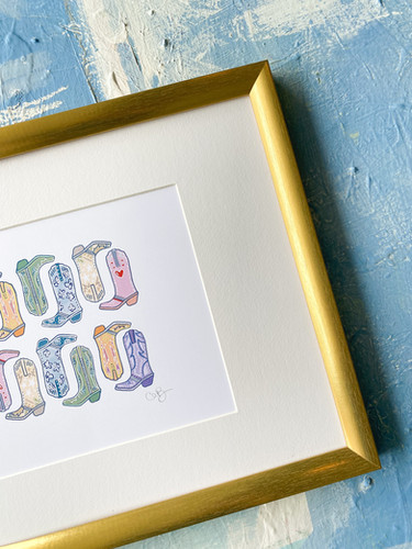 Framed Colorful Boot Print | Corinne Bizzle Art