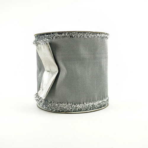 RIBBON TINSEL EDGE DUPION WITH GREY (2 SIZES) | Craftex