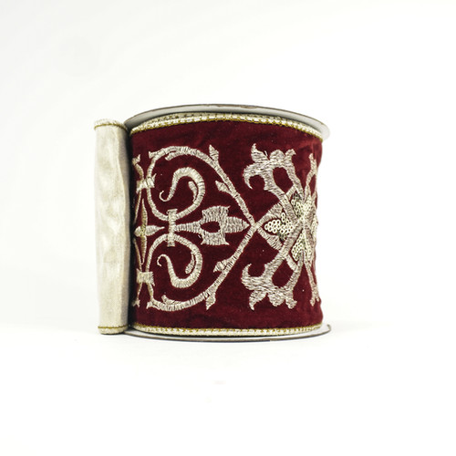 RIBBON VELOUR VELVET 4X5YDS BURGUNDY | Craftex