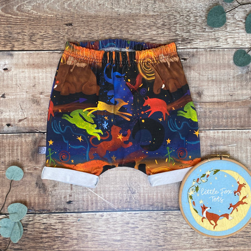 Prehistoric Cave Painting Harem Shorts | Little Fox Tots
