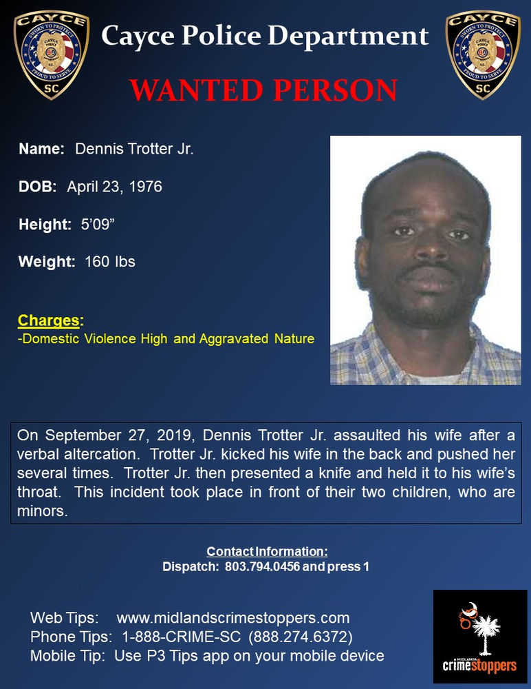 Cayce searching for man accused of Domestic Violence of a High and ...