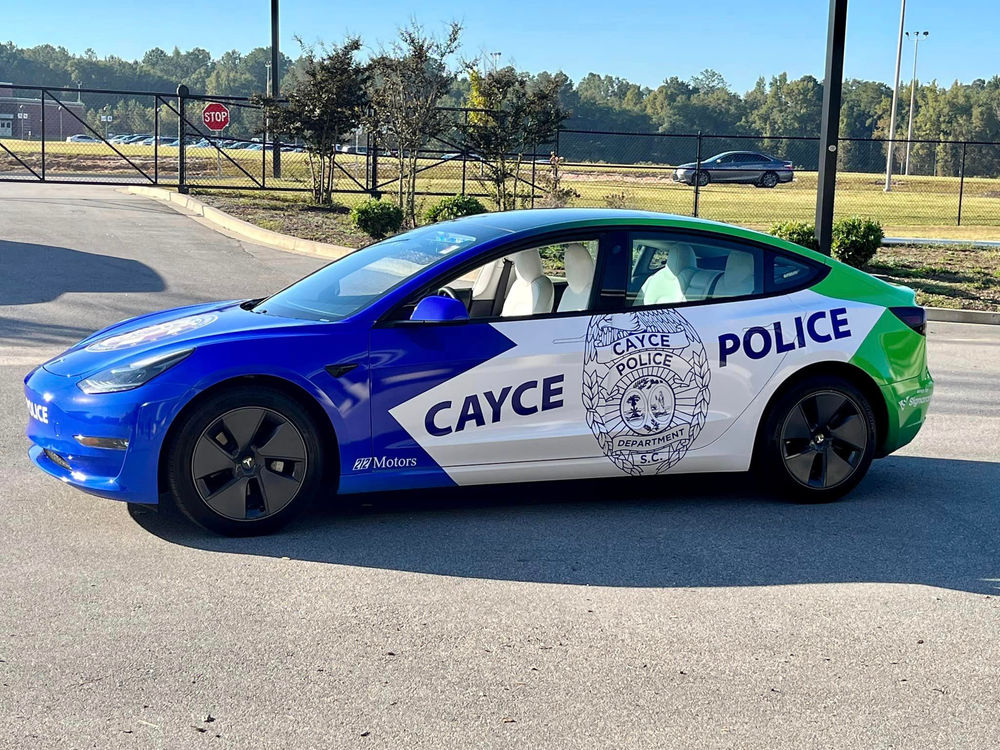 Cayce Police Department puts donated e-car police cruiser in service