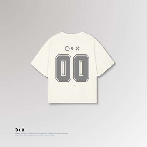 O&X Varsity Numbers Cream Oversized Boxy Tee | X New York 1
