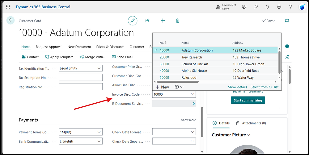 Sales Invoice Discount Codes Business Central: Setup & Terms