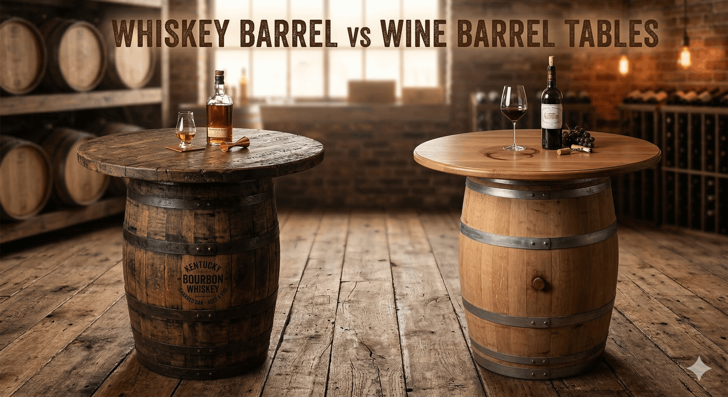 Whiskey Barrel vs Wine Barrel Tables: Which is Best for Your Bar?