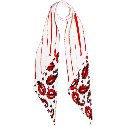 Lips Paisley Ivory Classic Skinny Scarf | Rockins