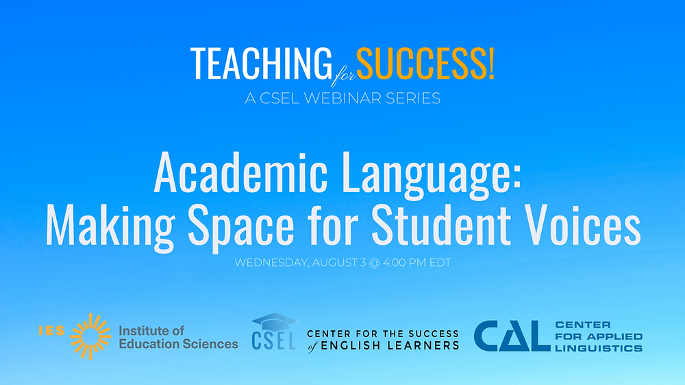 Register today! "Academic Language: Making Space for Student Voices" on ...