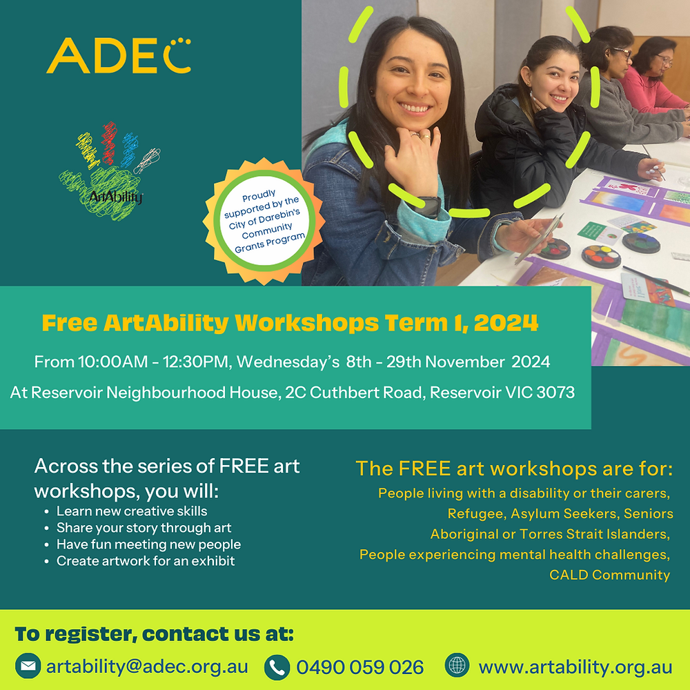 Free ArtAbility Workshops Term 4 2023