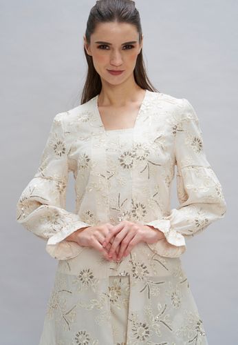 Loveaisyah Embroidery Brokat Kebaya long Top with Puff Sleeves ...
