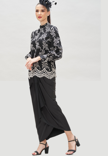 Loveaisyah Victoria Embroidery Top & Satin Wrap Skirt Modern Baju Raya ...