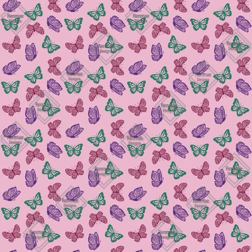 Cotton woven-Butterfly toss-pink *small scale | Renmae Designs