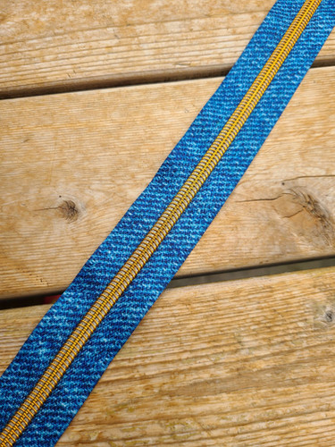 #5 Ocean waves denim with gold teeth | Renmae Designs