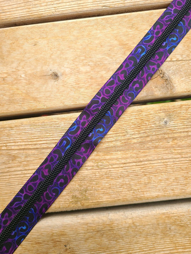 #5 Blue and purple oil slick tape with black teeth | Renmae Designs
