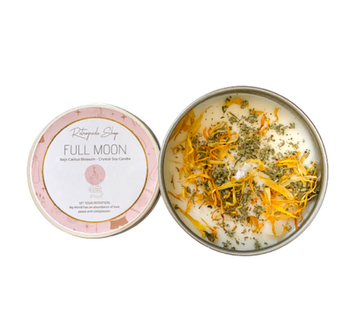 Full Moon Herbal Crystal Candle- For Full Moons Rituals | theconjuredsaint