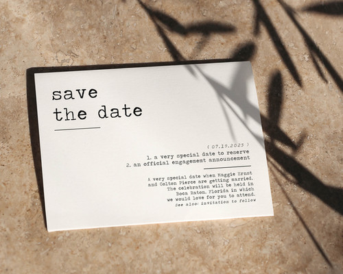 Simple Save the Date Definition Card Wedding Engagement Announcement ...