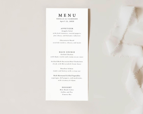 NOELLE | Minimalist Menu Card | Mia's Print Shop
