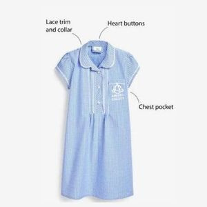 Button Front Lace Gingham Girls School Dress | Amedeo College
