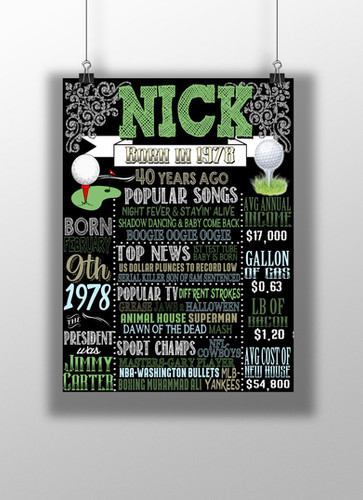 1978 Birthday Party Sign | customprintablesny