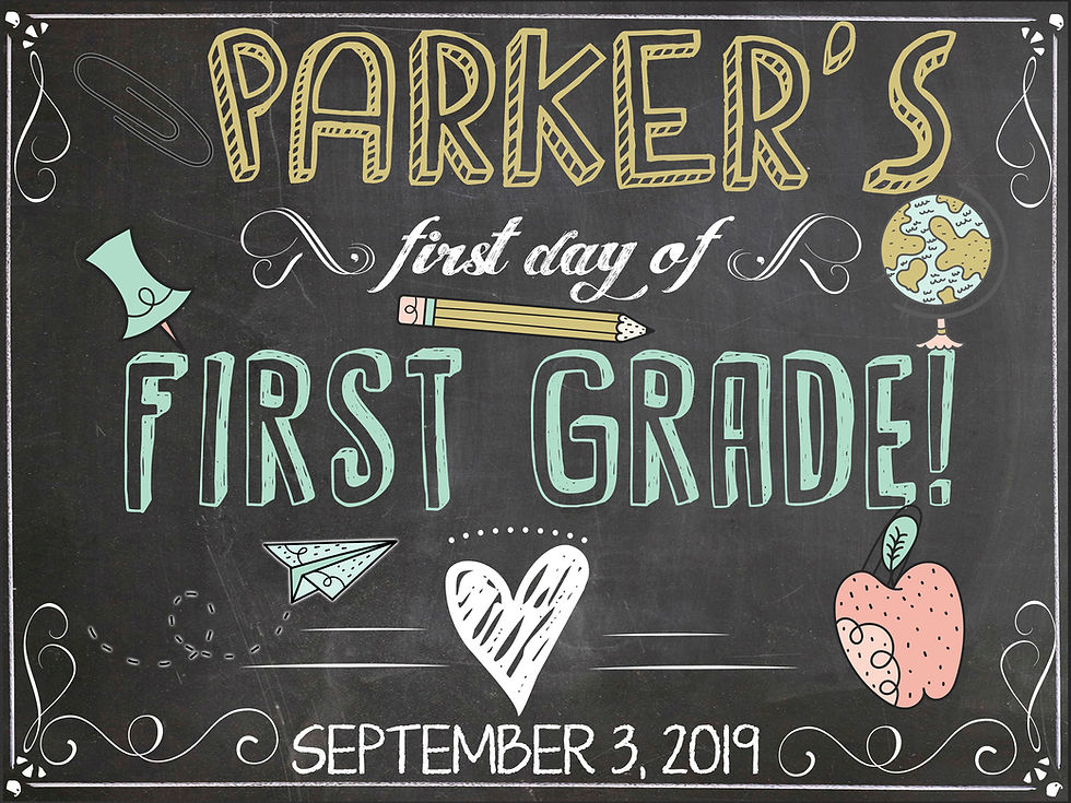 Chalkboard 1st Grade Sign
