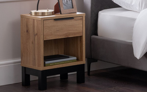 Bali 1 Drawer Modern Oak Bedside Table | Inspirations Living