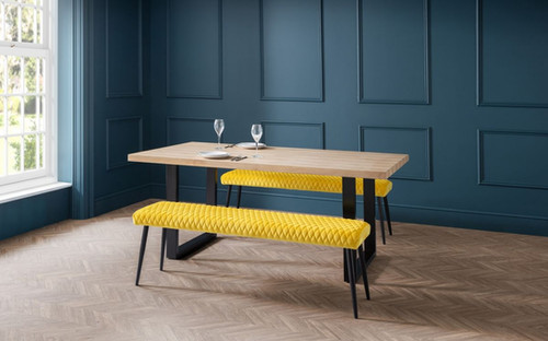 Berwick Dining Table & 2 Luxe Low Mustard Benches | Inspirations Living