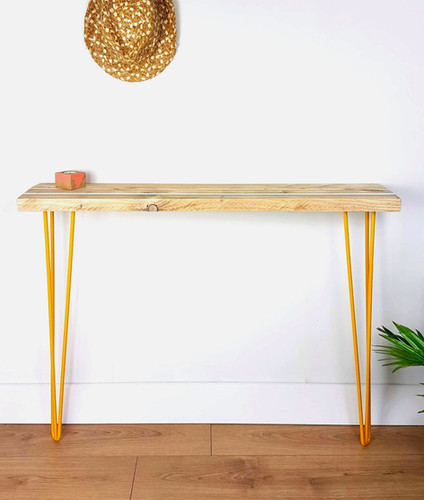 Reclaimed scaffold board console table, stripes design | Orange Otter
