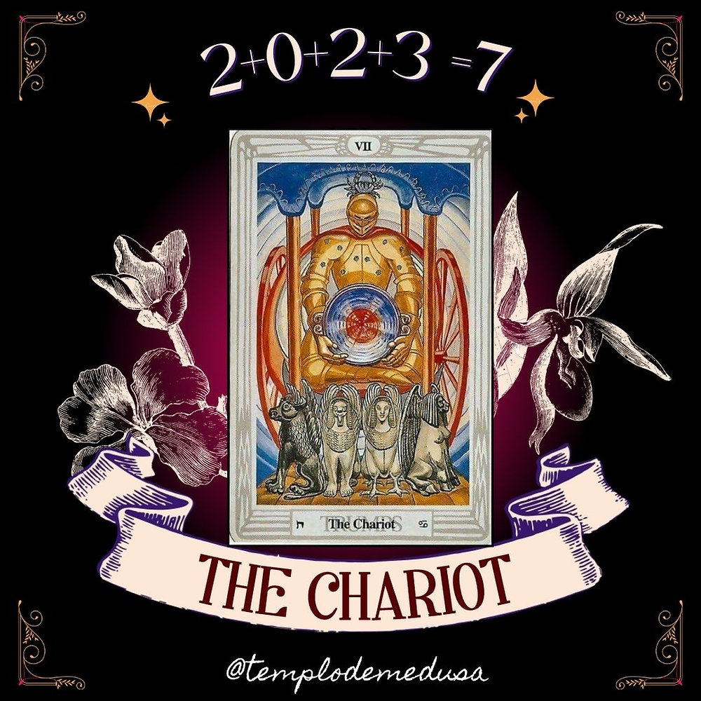 2+0+2+3 = 7 (The Chariot)