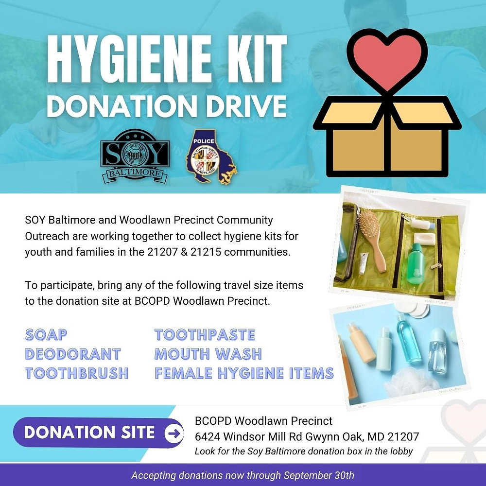 SOY Baltimore Kicks Off Hygiene Kit Donation Drive