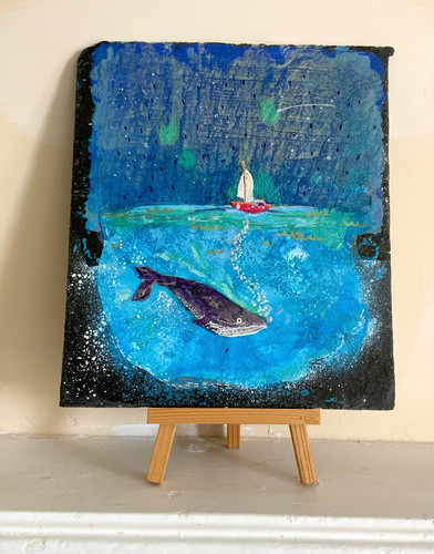 Whale and the Red boat. | Tree Baker Art