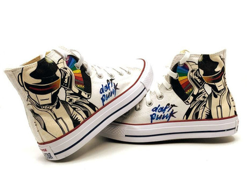 Daft Punk Fan Art Custom Hand Made High Top Converse Shoes Metal | Skye ...