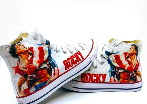 Rocky Fan Art Custom Hand Made High Top Converse Shoes | Skye Zero Studio